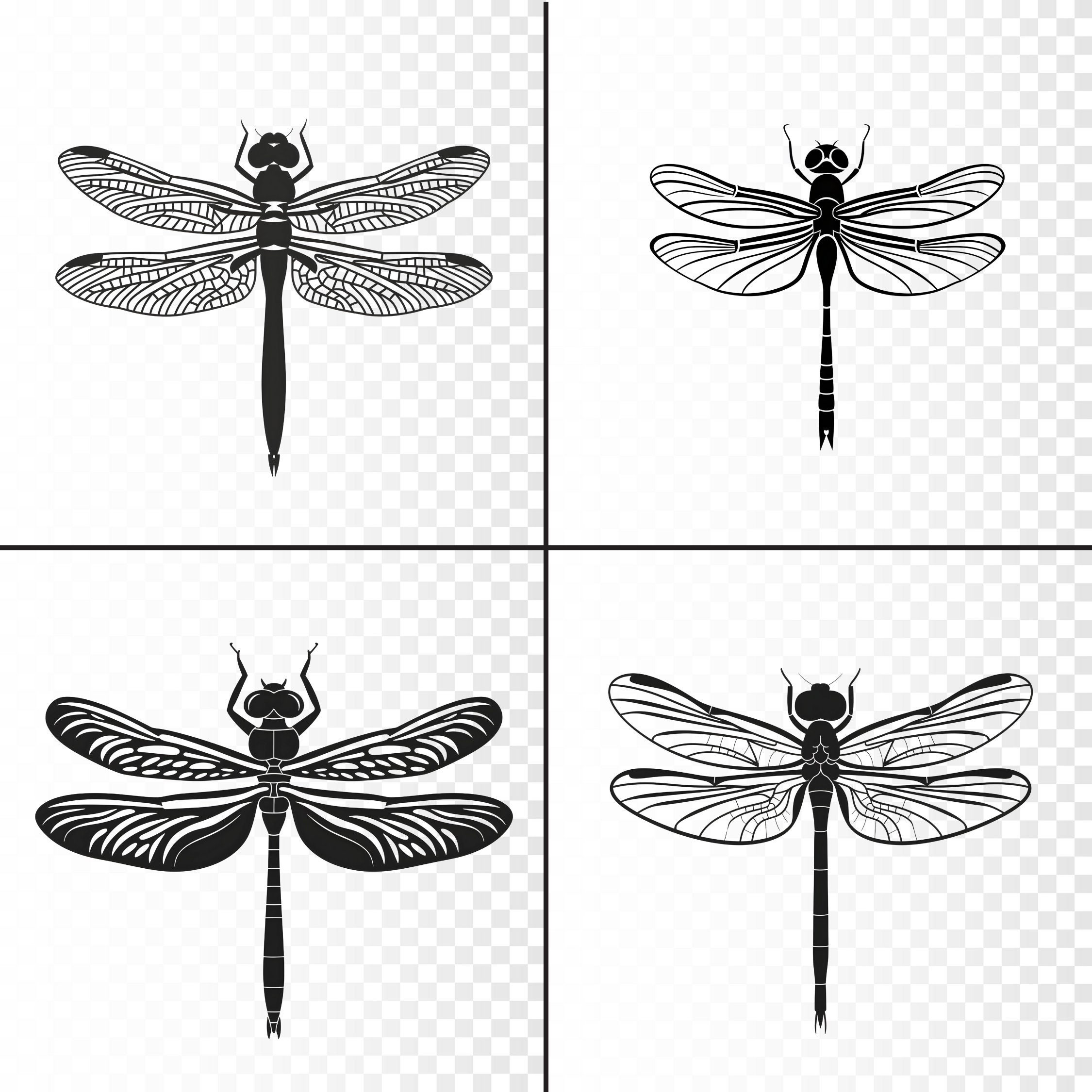 12 Dragonfly Silhouette Clipart Images. Dragonfly Outline SVG, PNG, DXF ...