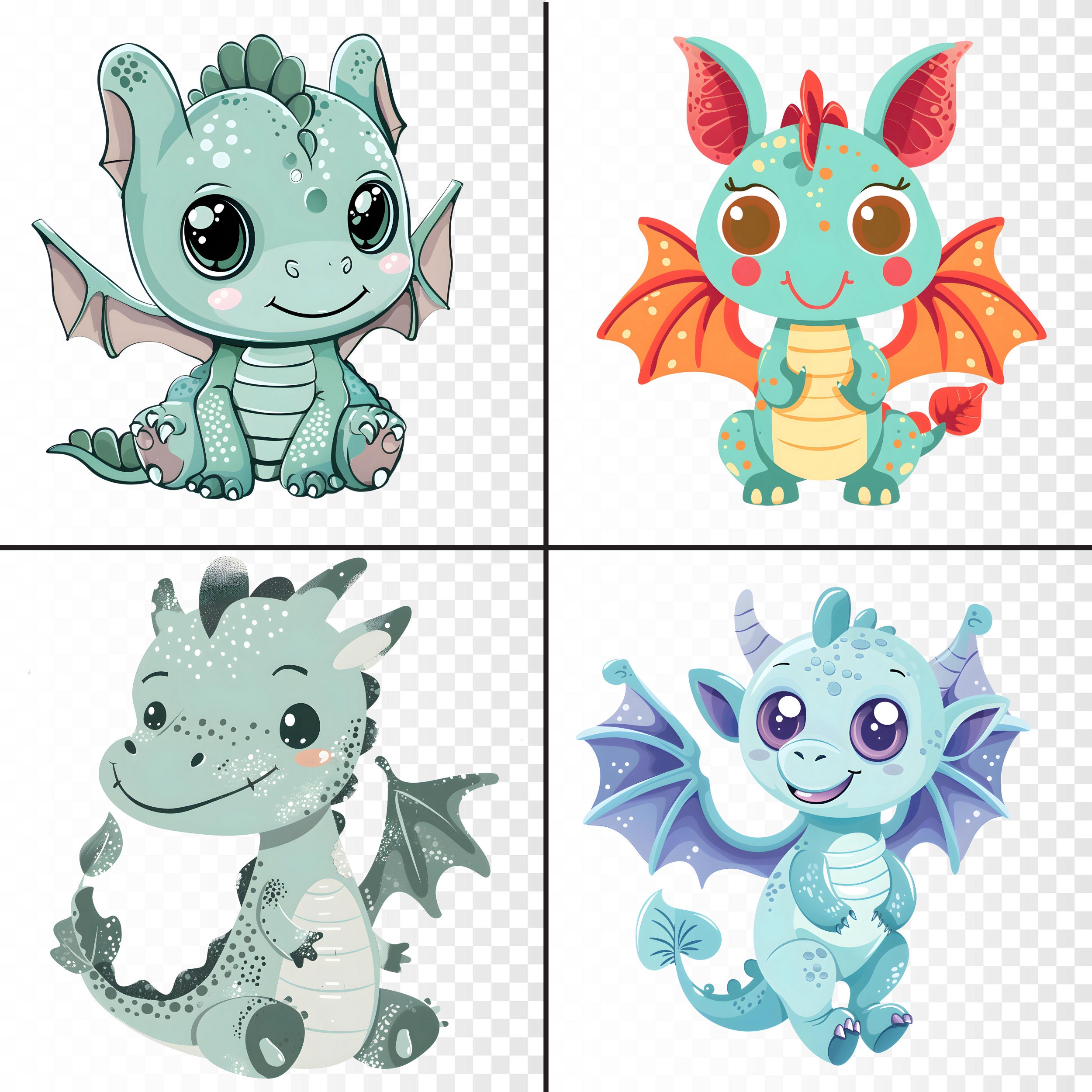 24 Cute Kawaii Dragon Clipart Images! Cute Dragon PNG Files With ...