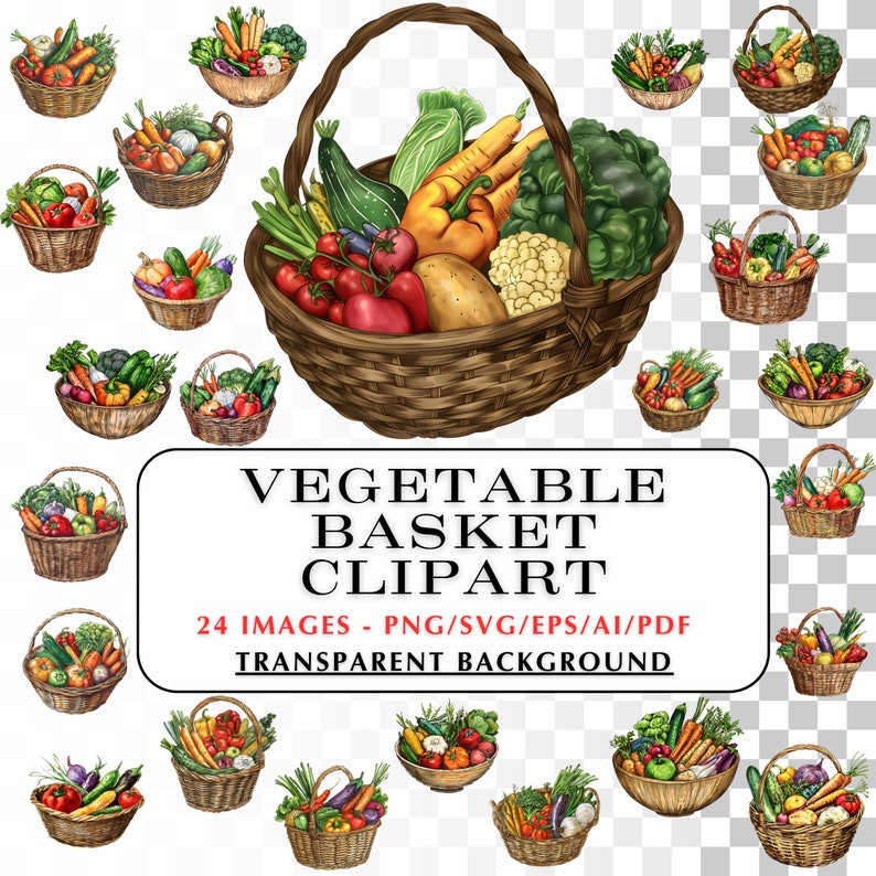 Vegetable Basket Clipart. 24 Images. Veggie Basket Clip Art. Vegetable ...