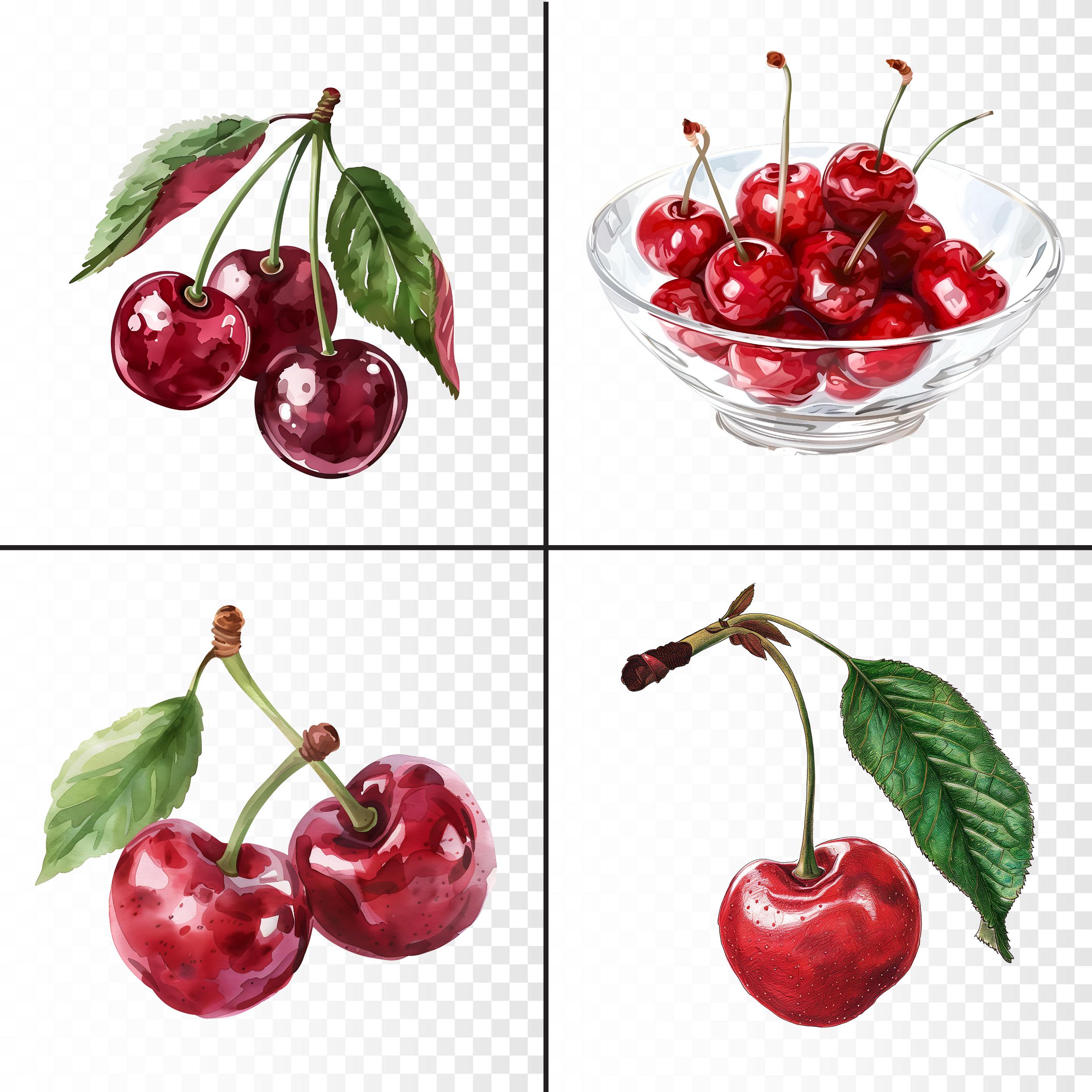 Watercolor Cherry Clipart! 24 Realistic Red Cherry Clip Art! PNG ...