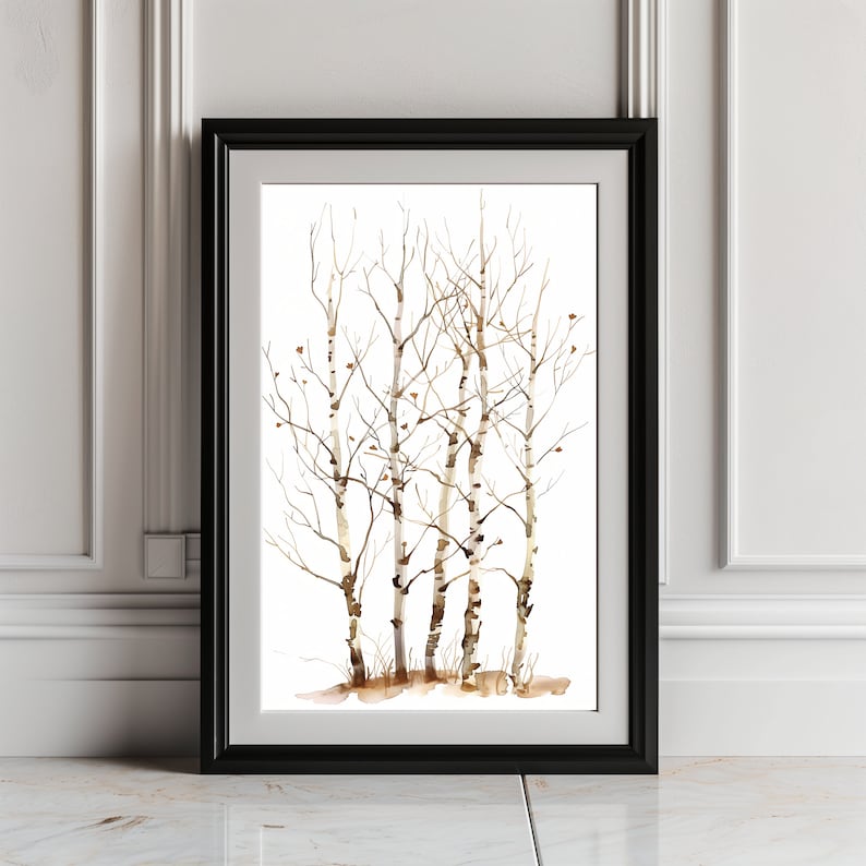 Aspen Tree Watercolor Painting Set of 4 Changing Seasons Nature Décor ...