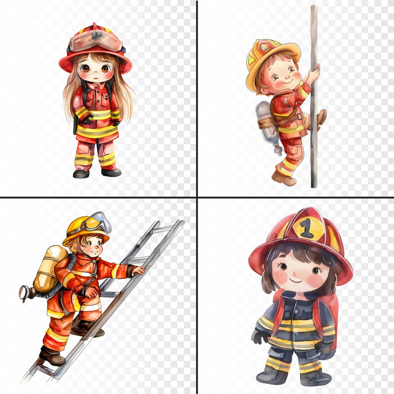 Firefighter SVG Clipart. 24 Cute Fireman Images Transparent Background ...
