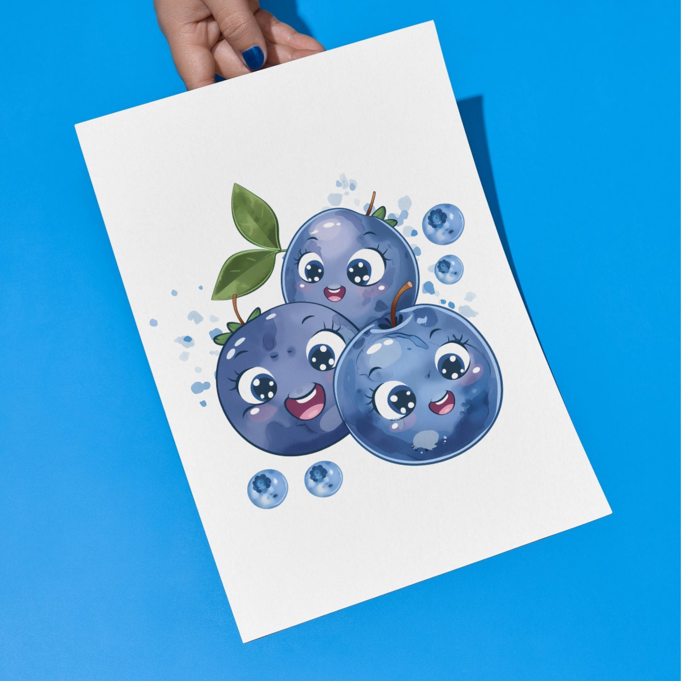 Watercolor Cute Blueberries Clipart! 28 Kawaii Blueberry PNG Images ...