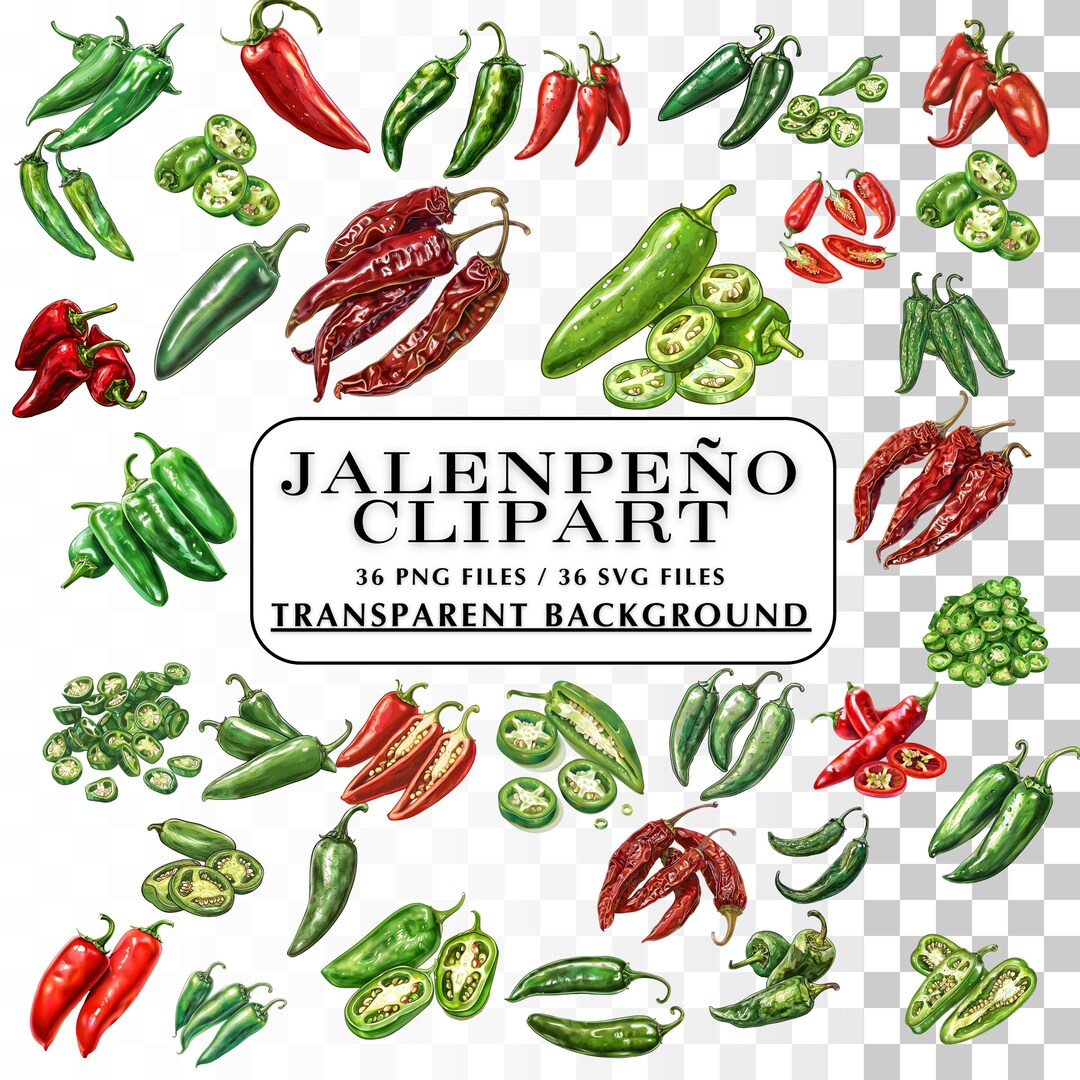 Jalapeno Clipart Bundle. 36 PNG and SVG Files With Transparent ...