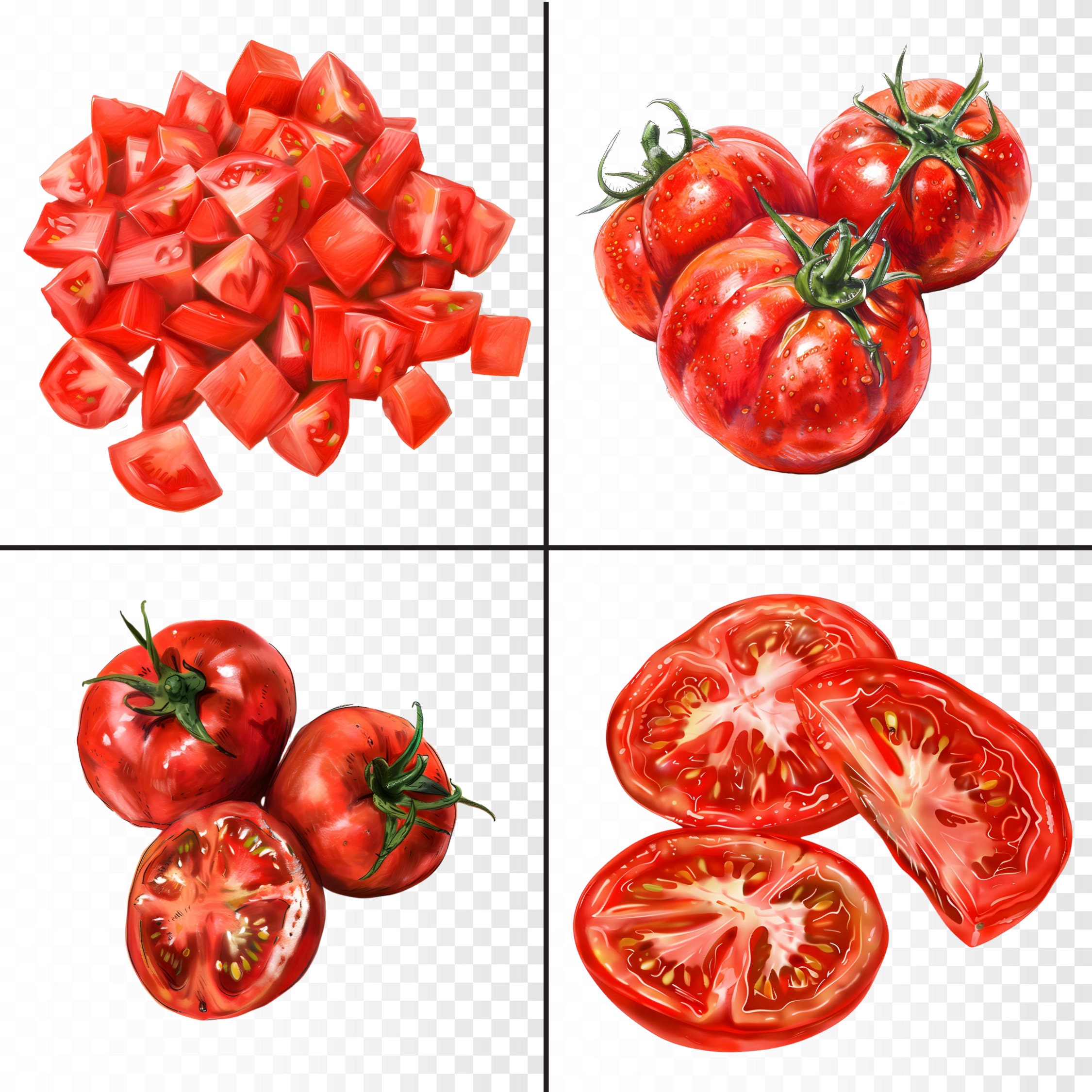 Tomato Clipart Bundle. 24 PNG Files With Transparent Backgrounds ...