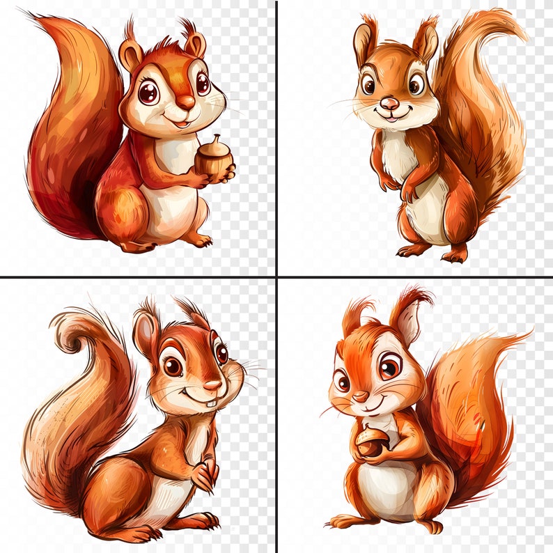 Squirrel Clipart - 36 Cute Squirrel Clipart Bundle. Adorable Woodland ...
