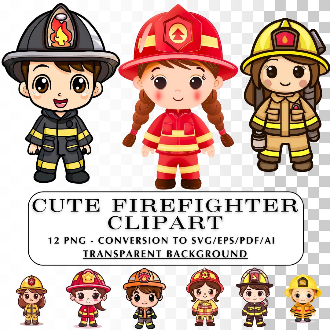Cute Firefighter Clipart! 12 Kawaii Fire Fighter Clip Art Images ...