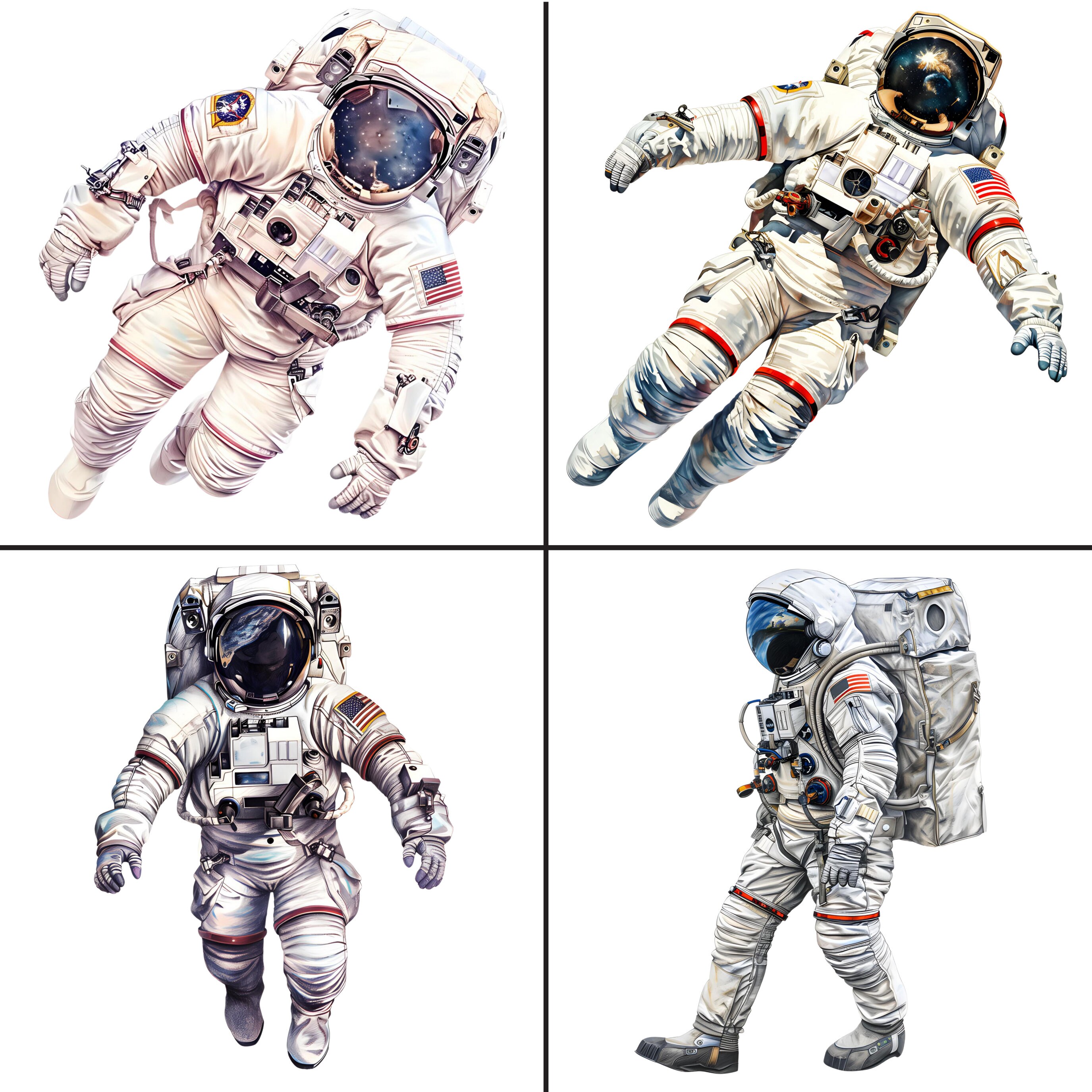Astronaut Clipart - 12 Space Suit PNG Files, Astronaut PNG, Cosmonaut ...
