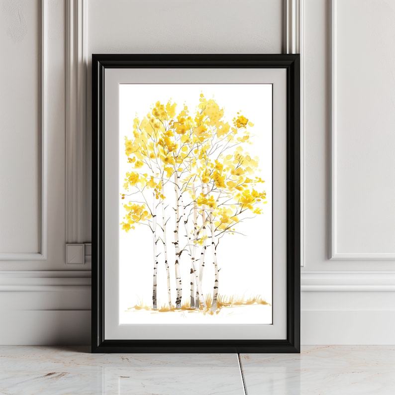 Aspen Tree Watercolor Painting Set of 4 - Changing Seasons Nature Décor ...