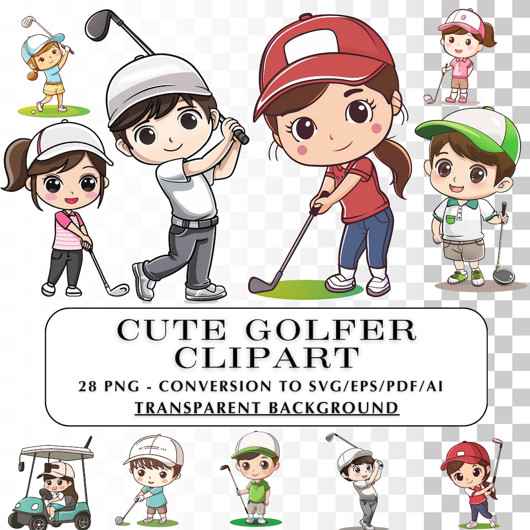 Cute Golfer Clipart! 28 Kawaii Golf Clip Art Graphics. Cute Kids ...
