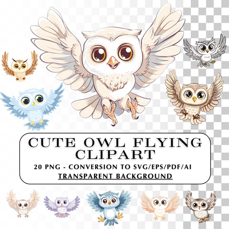 Cute Owl Clip Art - Etsy