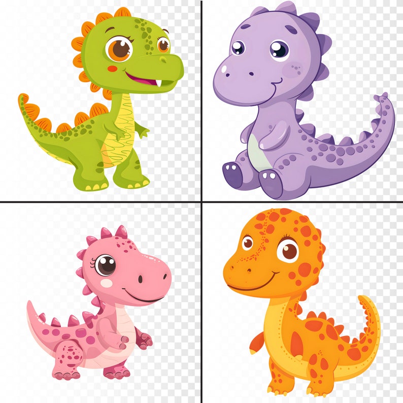 Dinosaur Clipart. 36 Cute Dino Clip Art Graphics. Kawaii Cute Images ...
