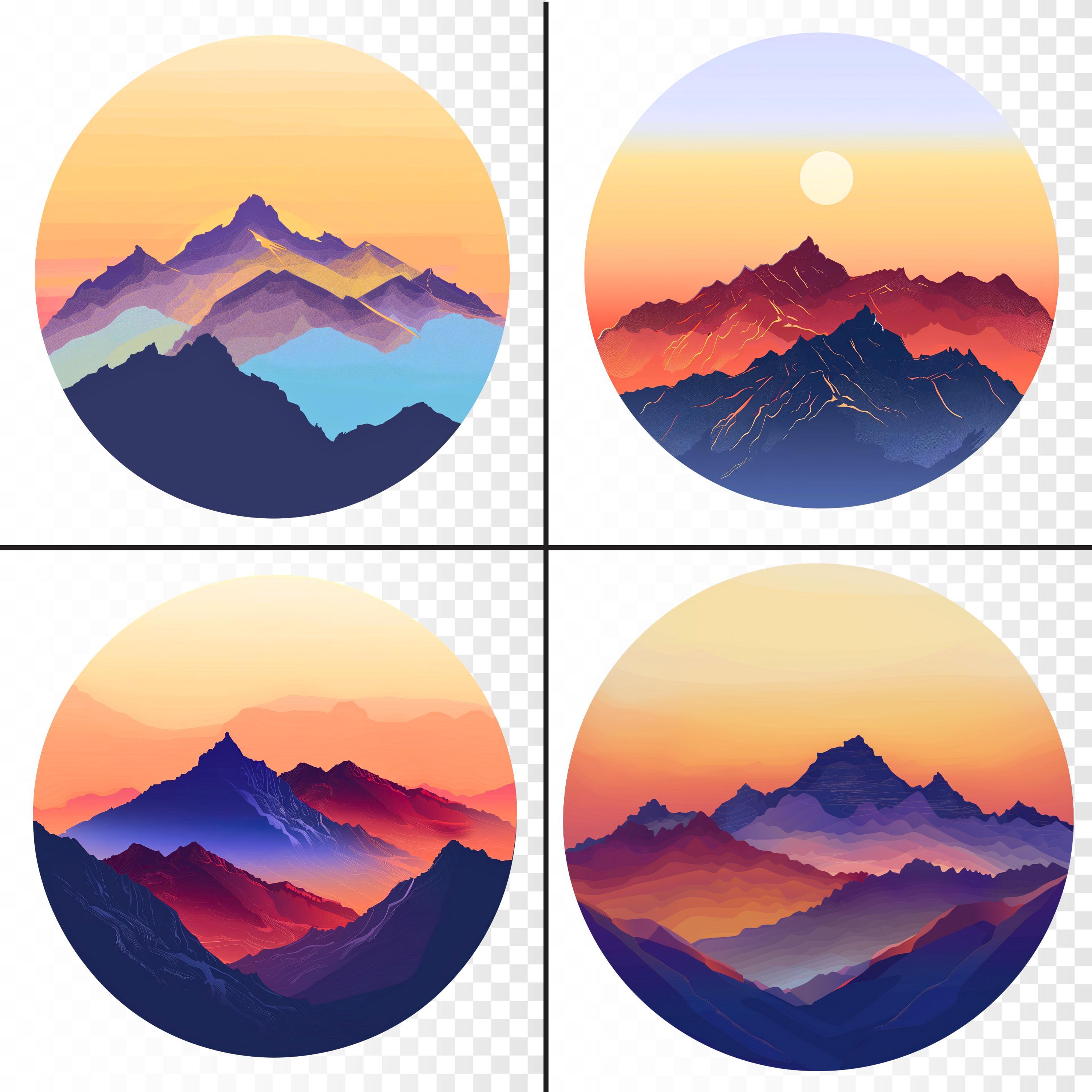 Sunset Mountains Clipart! 28 Mountain Vector Sunset Images. Round ...
