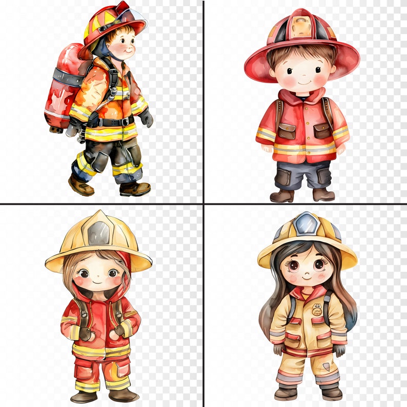 Firefighter SVG Clipart. 24 Cute Fireman Images Transparent Background ...