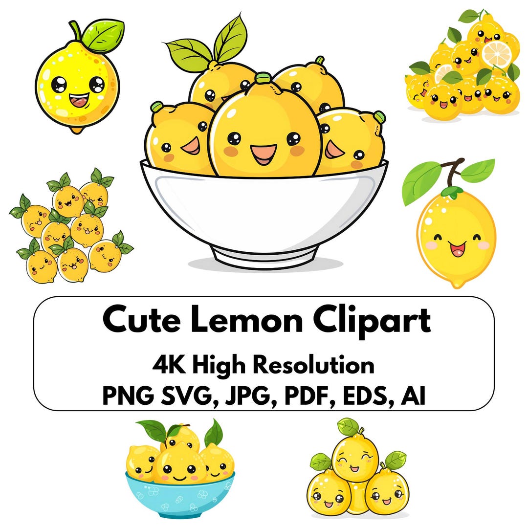 Cute Kawaii Lemon Clipart! 4K High Resolution Images of Lemon Clipart ...