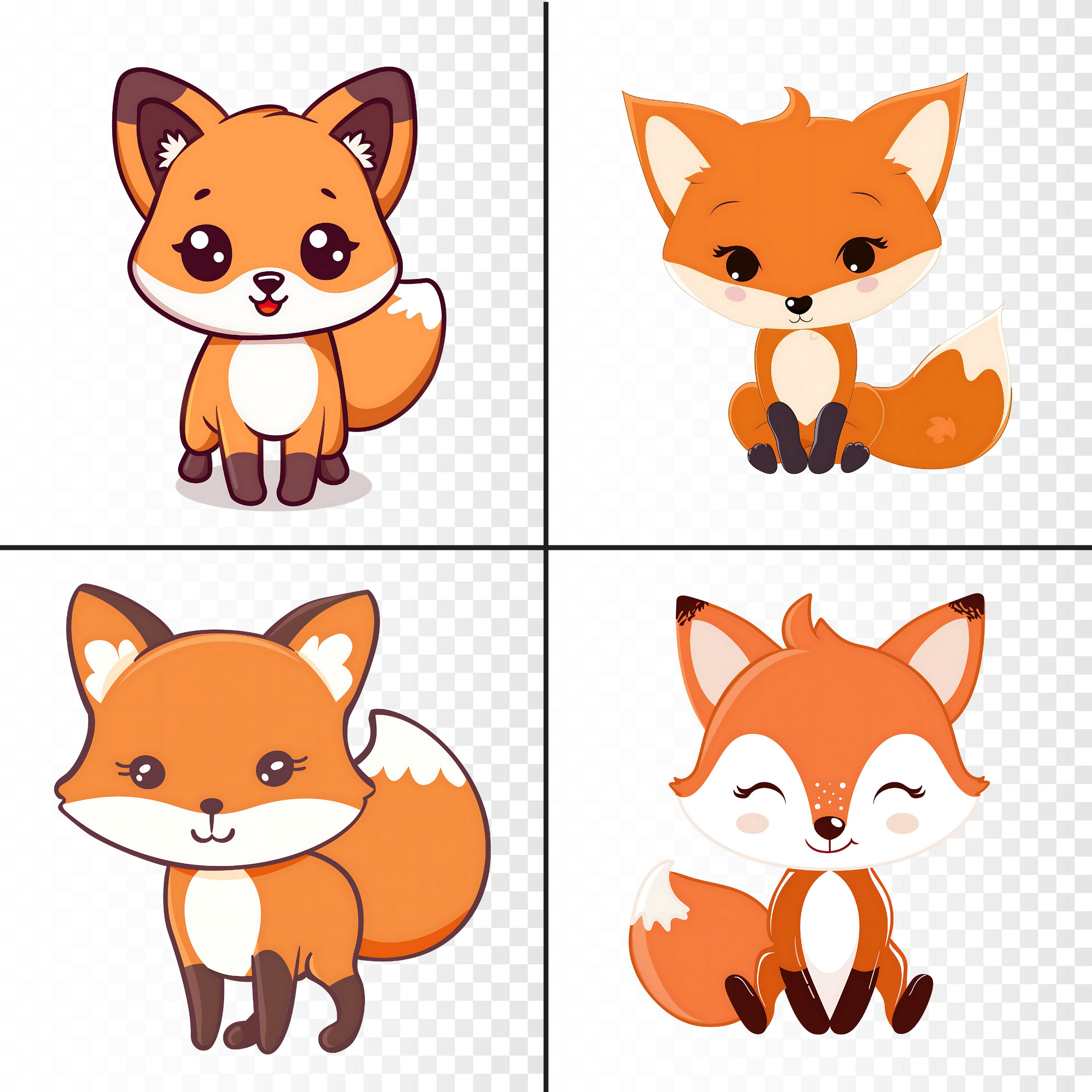 Cute Fox Clipart! 24 Kawaii Foxes Clip Art. Cute Animal Clipart and Fox ...