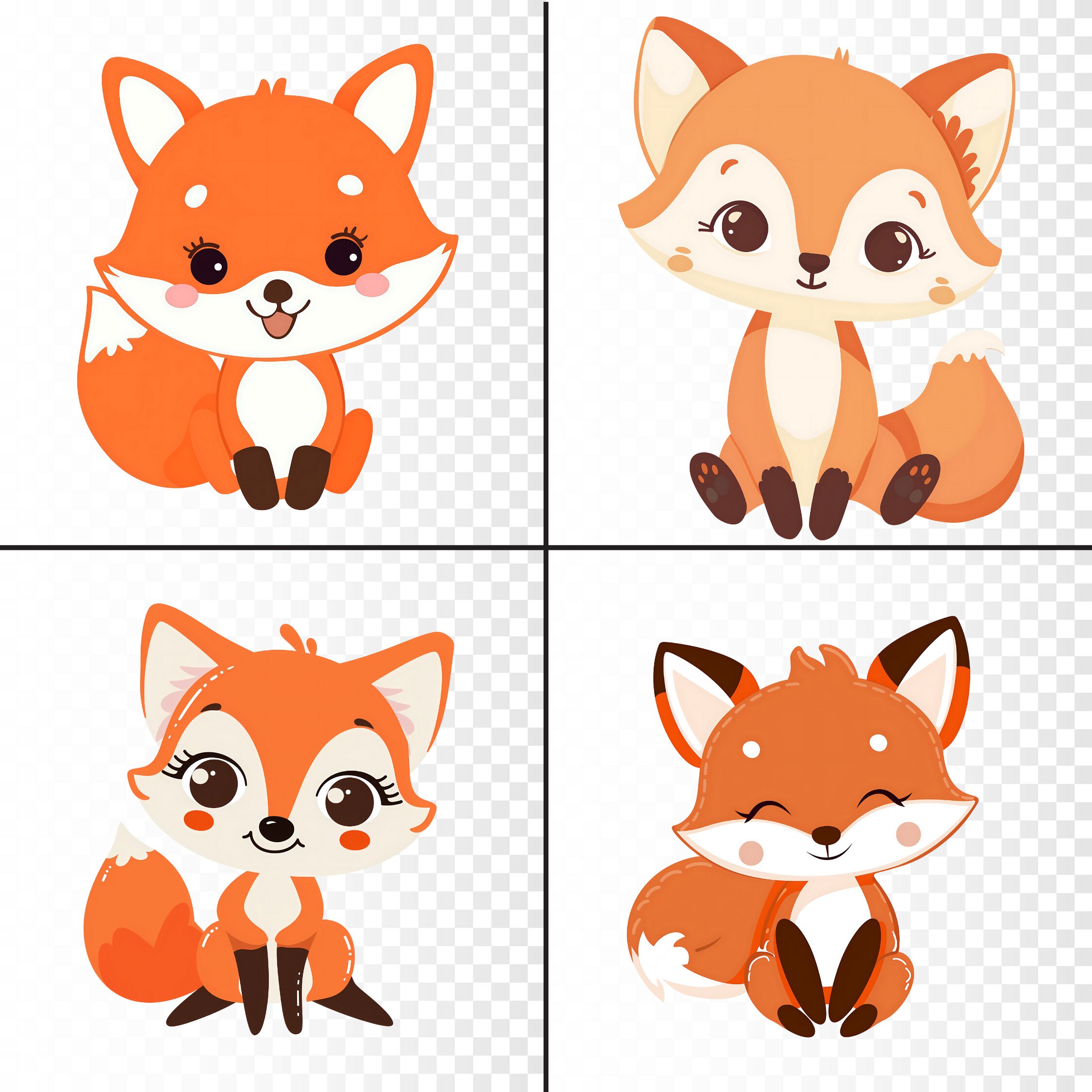 Cute Fox Clipart! 24 Kawaii Foxes Clip Art. Cute Animal Clipart and Fox ...