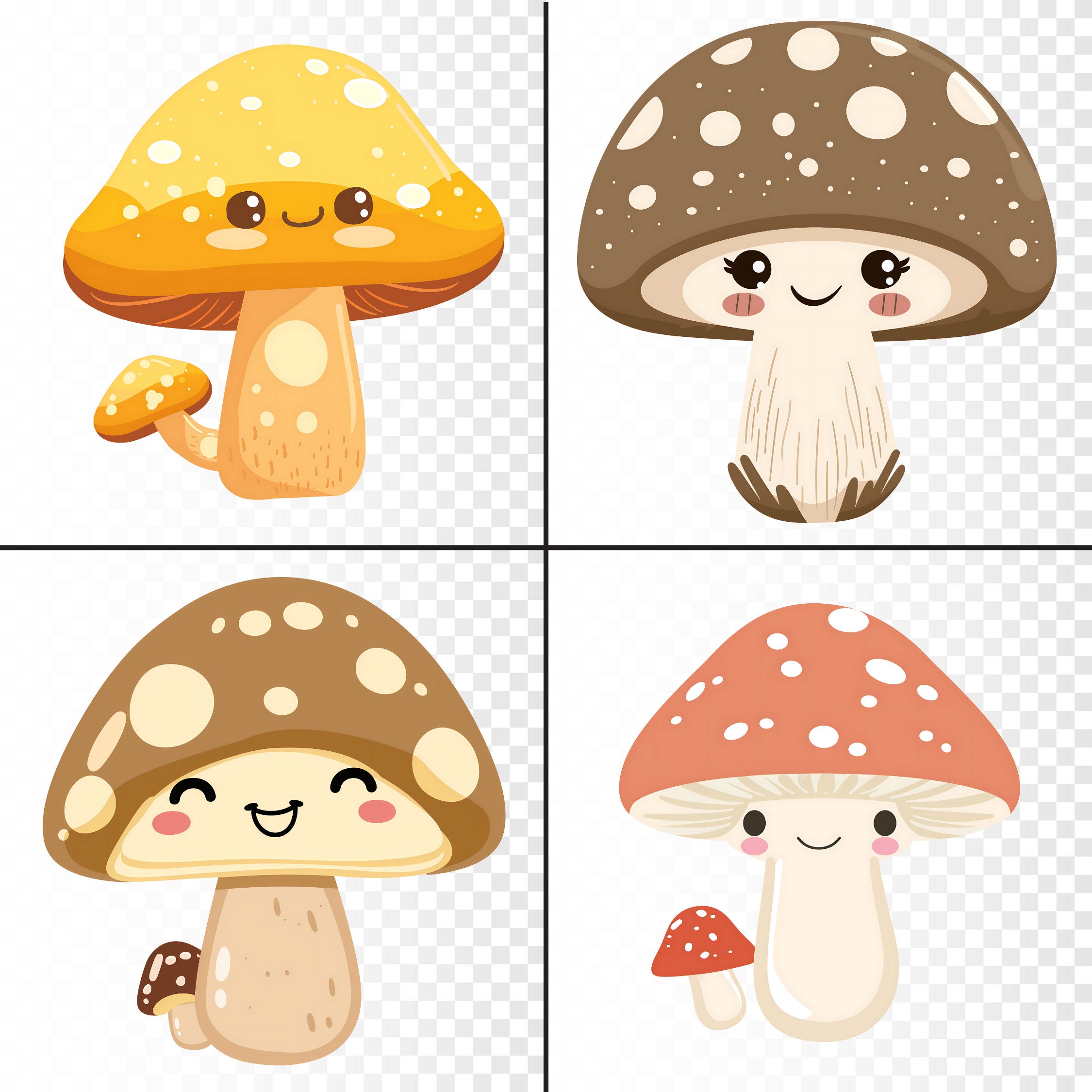 Cute Mushroom Clipart! 20 Kawaii Mushroom Clip Art Images. Adorable ...