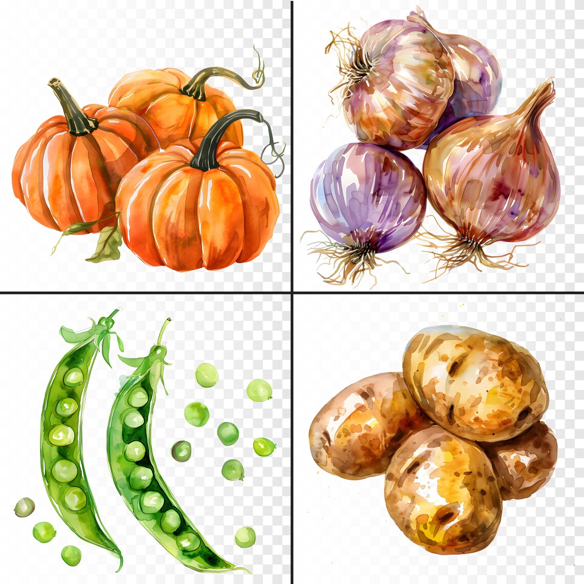 Veggie Clipart Bundle 36 Hand-drawn Style Vegetable Clip Art Vector ...