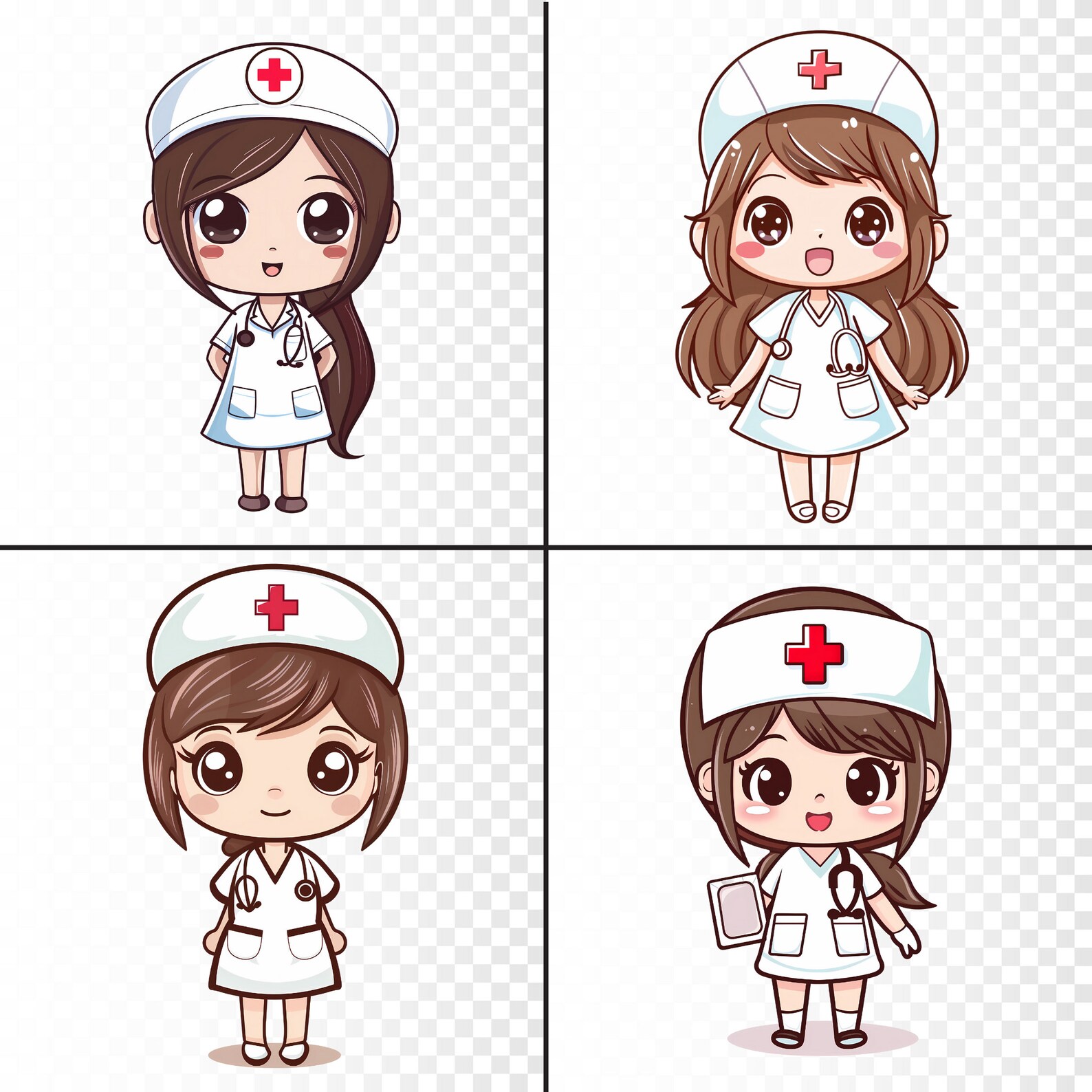 Kawaii Cute Nurse Clipart! 12 Cartoon Nurse Practitioner Medical Clip ...