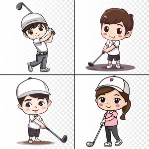 Cute Golfer Clipart! 28 Kawaii Golf Clip Art Graphics. Cute Kids ...