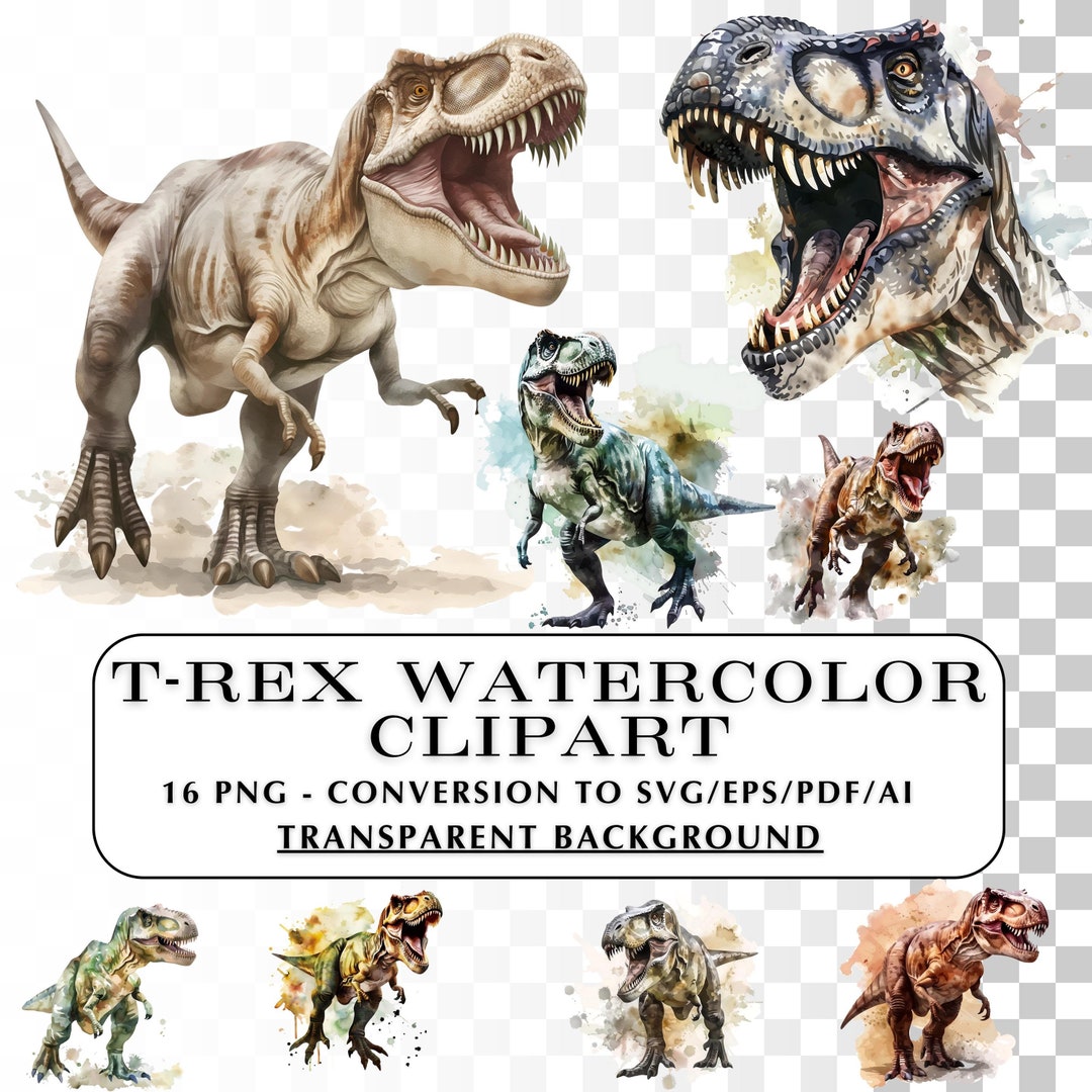 T-rex Clipart Watercolor Images! 16 Dinosaur Clipart Images With ...