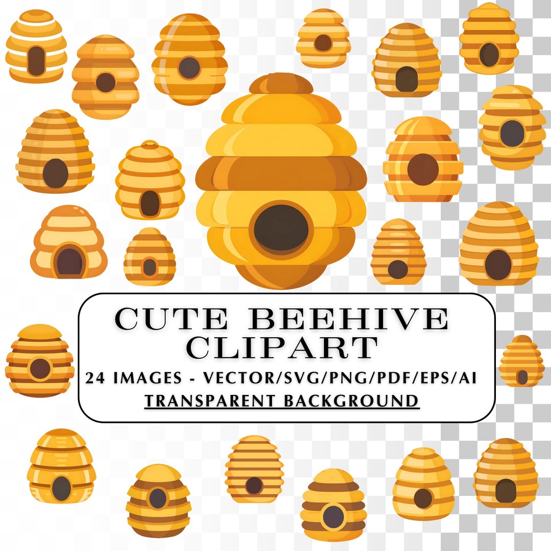 Beehive Clipart - 24 Bee Hive SVG and Image Files. Variety Bundle Set ...