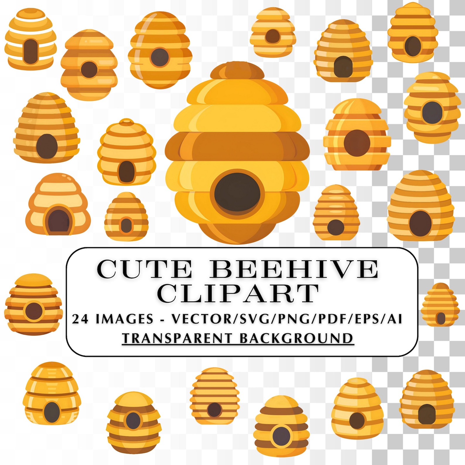 Beehive Clipart - 24 Bee Hive SVG and Image Files. Variety Bundle Set ...