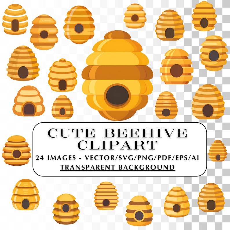Beehive Clipart - 24 Bee Hive SVG and Image Files. Variety Bundle Set ...