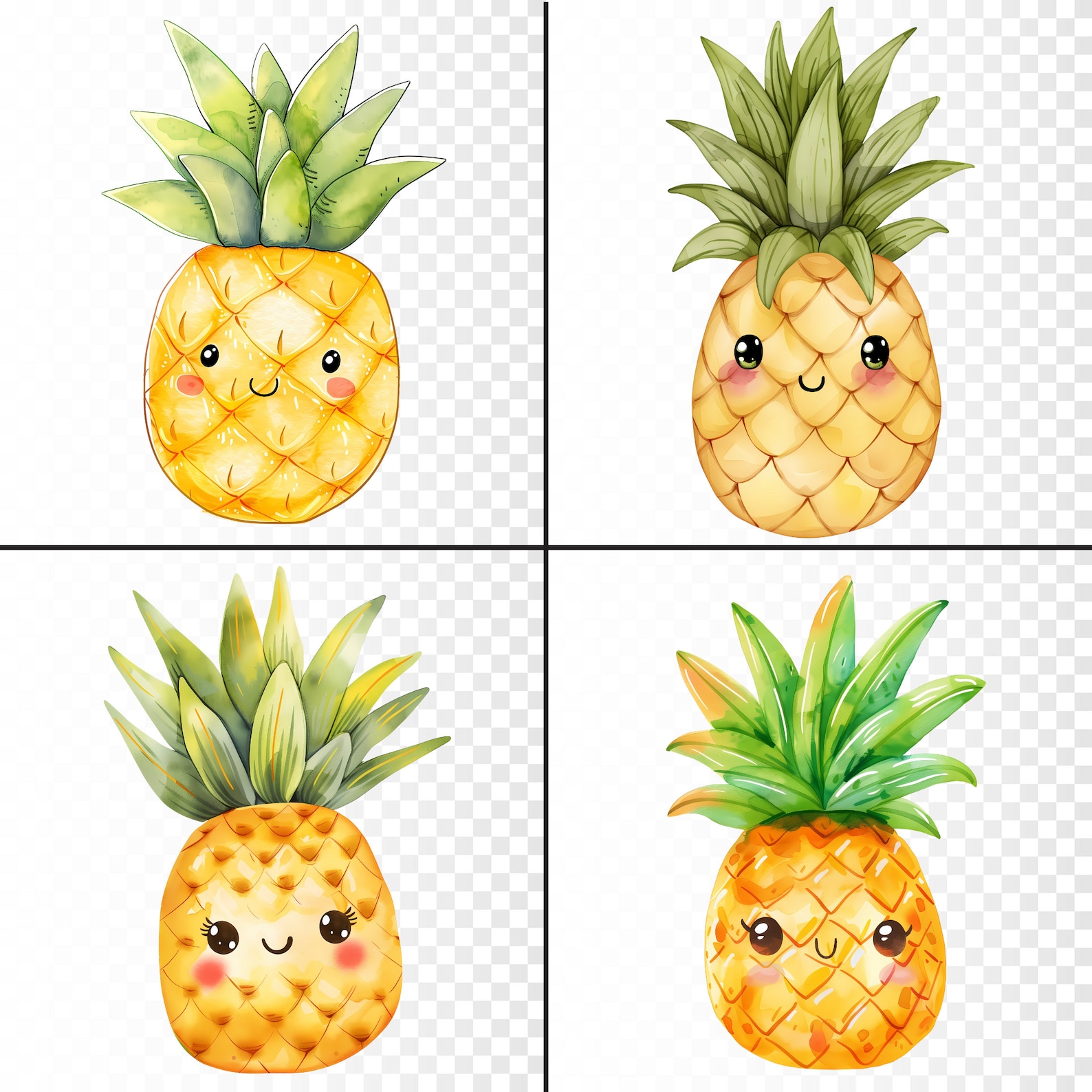 Cute Pineapple Clipart! 20 Watercolor Pineapple Clip Art PNG Images ...