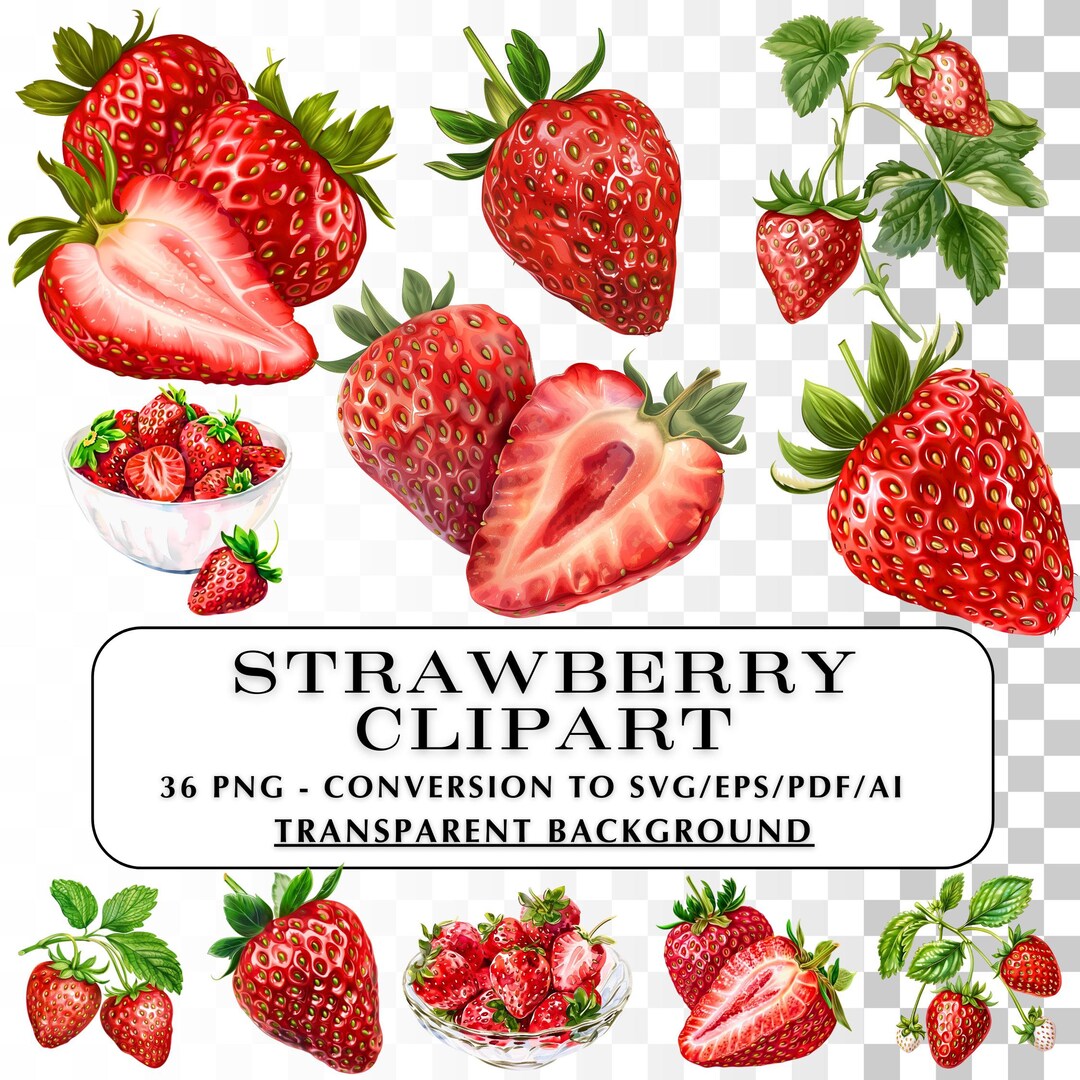 Watercolor Strawberry Clipart! 36 Realistic Watercolor Strawberry Clip ...
