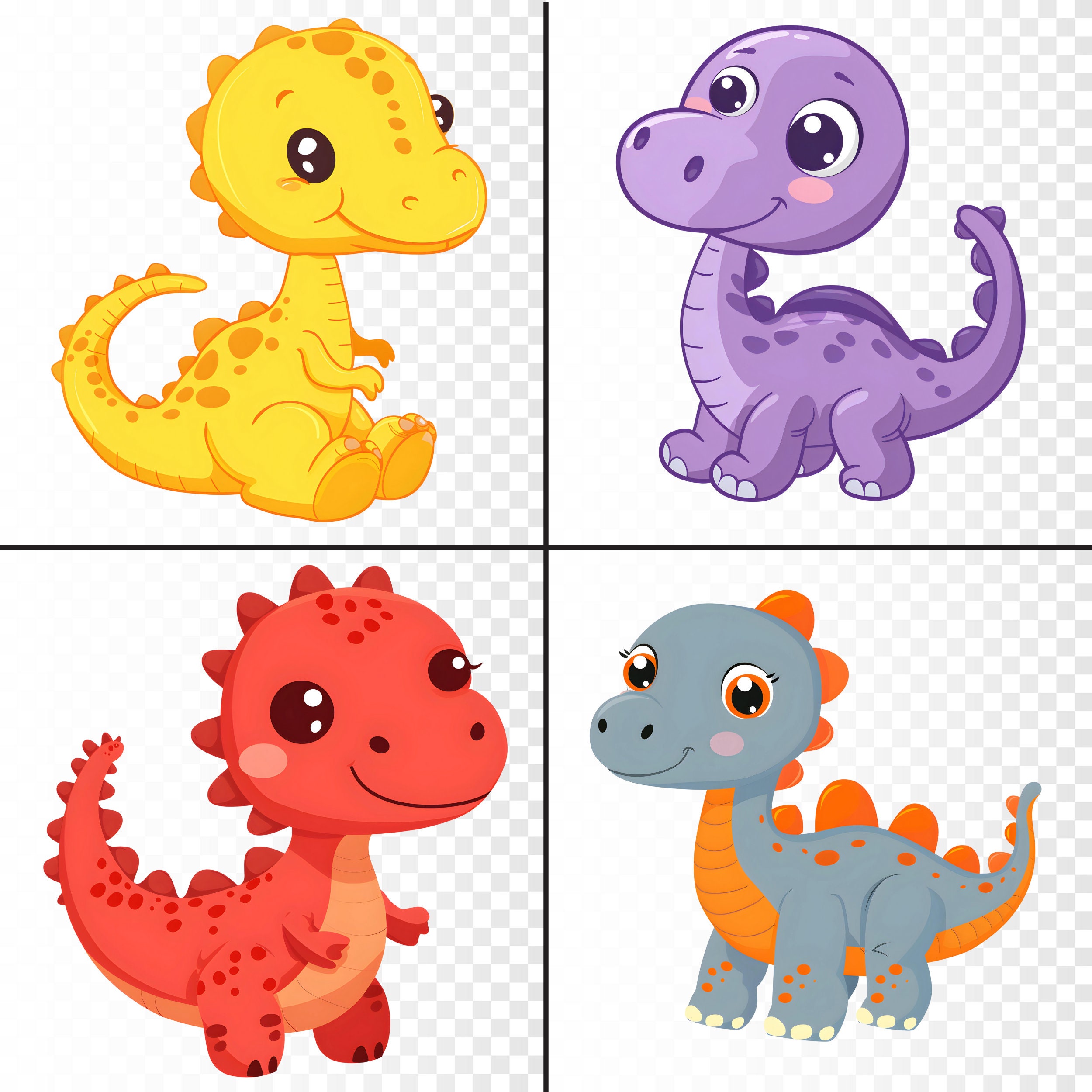Dinosaur Clipart. 36 Cute Dino Clip Art Graphics. Kawaii Cute Images ...