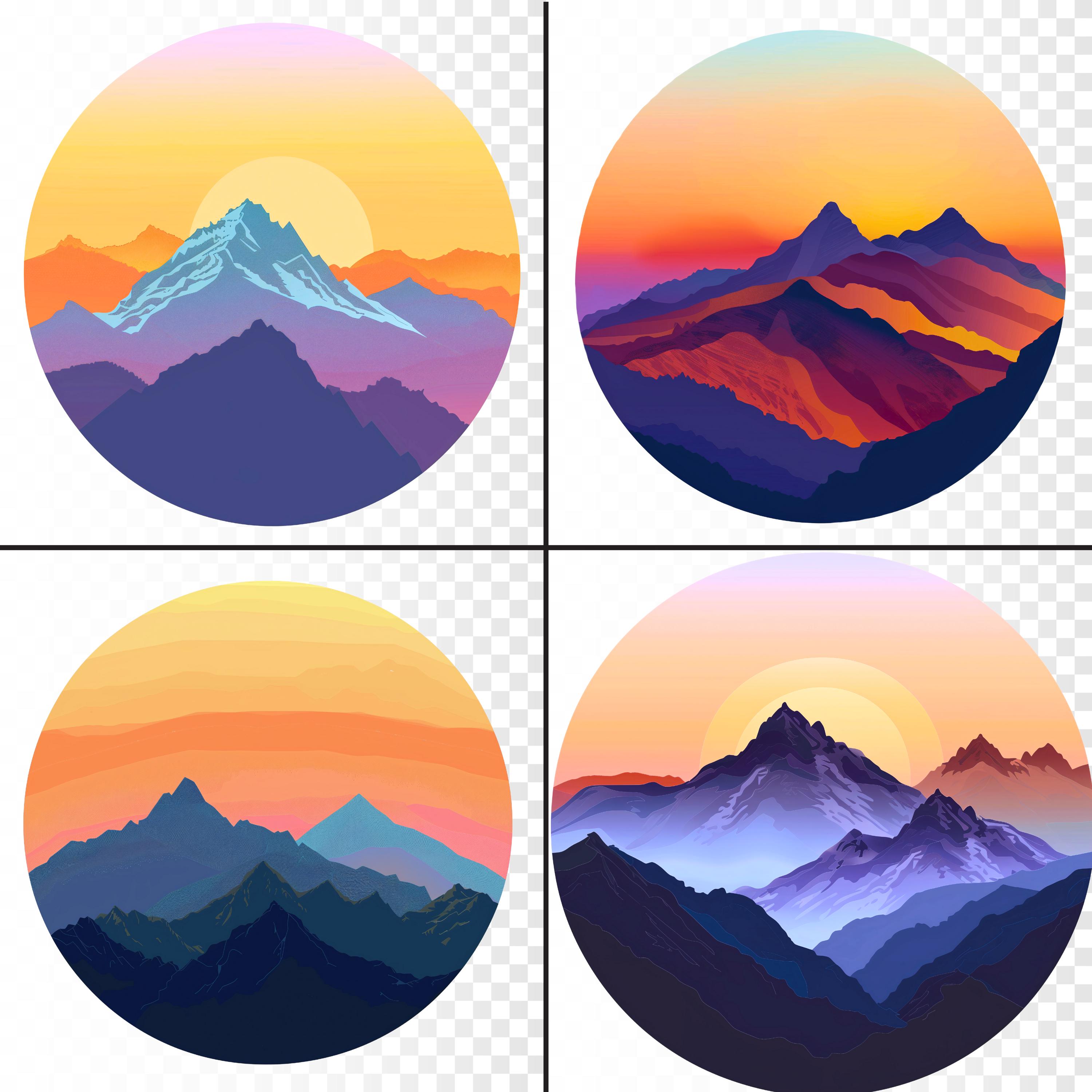 Sunset Mountains Clipart! 28 Mountain Vector Sunset Images. Round ...