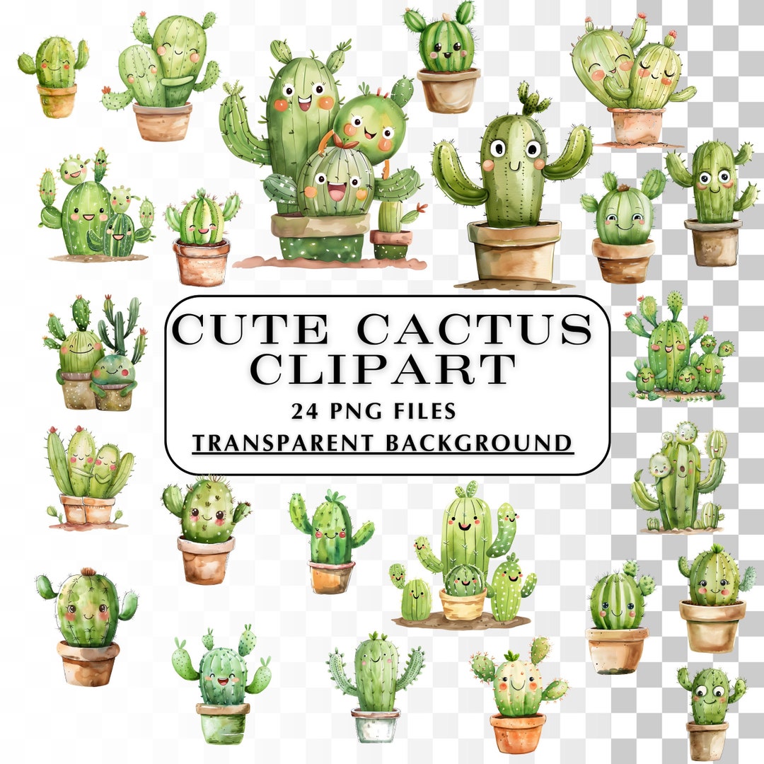 Cactus Clipart. 24 PNG Transparent Background Cute Cactus Clip Art ...