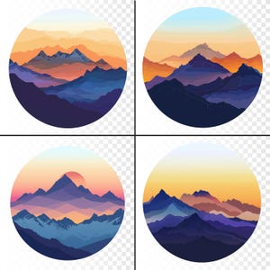 Sunset Mountains Clipart! 28 Mountain Vector Sunset Images. Round ...