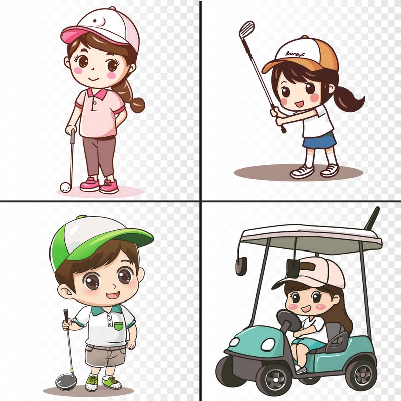 Cute Golfer Clipart! 28 Kawaii Golf Clip Art Graphics. Cute Kids ...