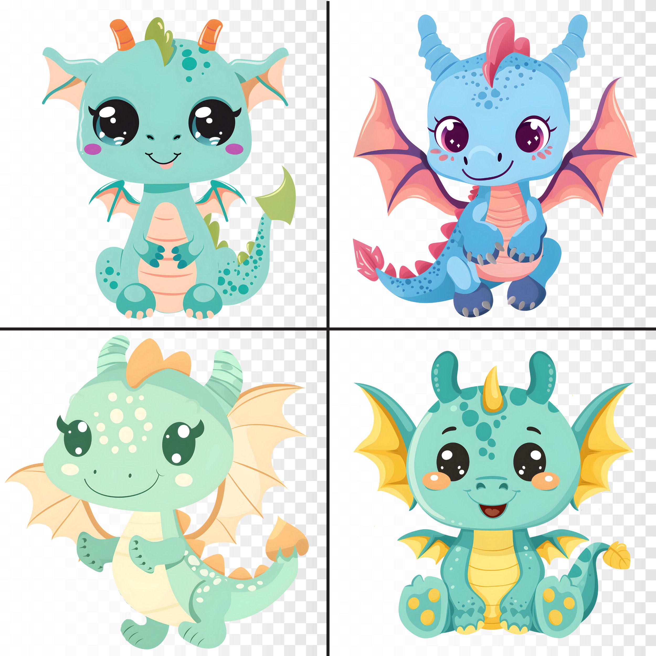 24 Cute Kawaii Dragon Clipart Images! Cute Dragon PNG Files With ...