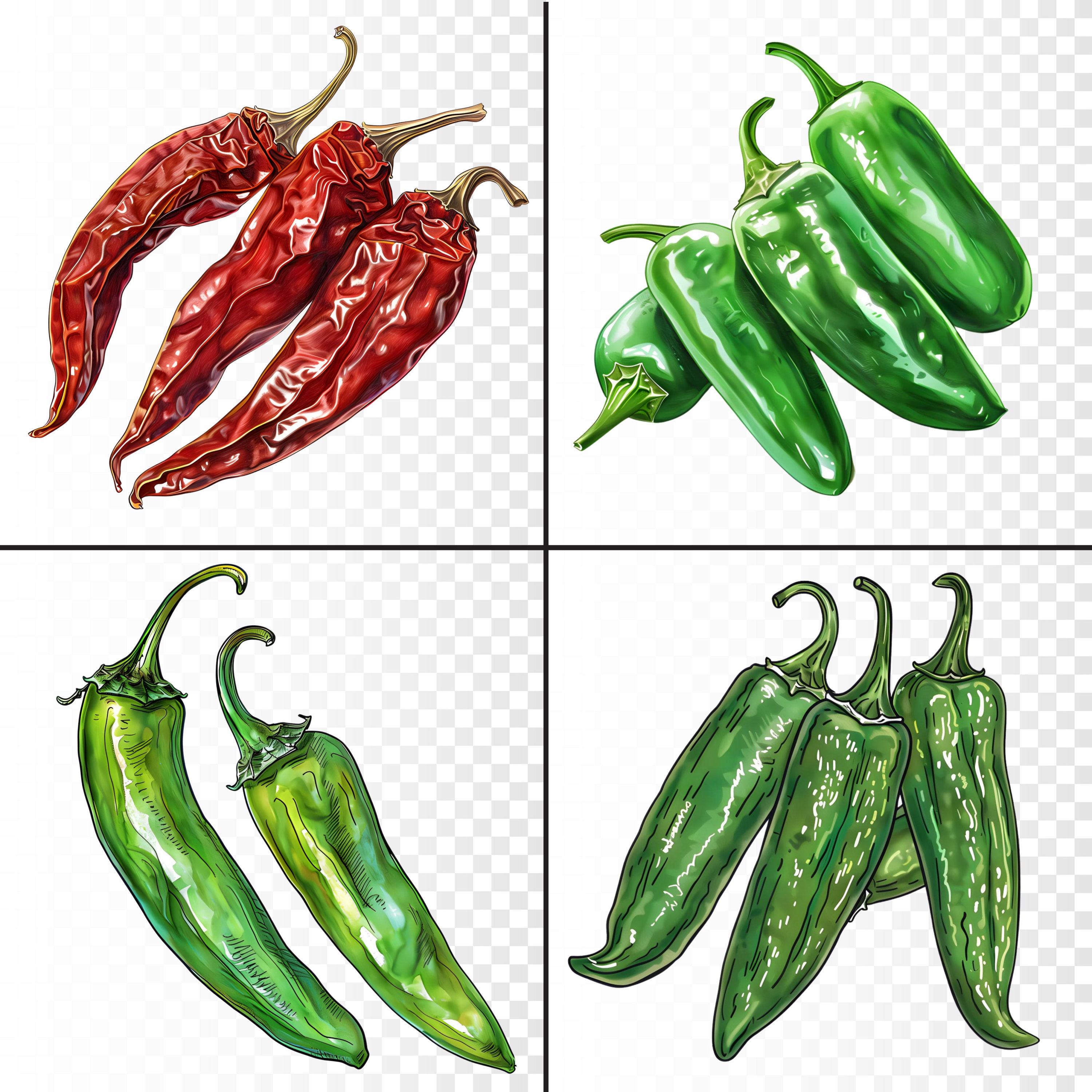 Chili Jalapeno Clipart Bundle. 36 PNG Files With Transparent ...