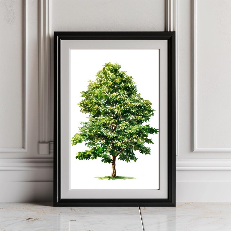 Chestnut Trees Watercolor Painting Set - Changing Seasons Nature Décor ...
