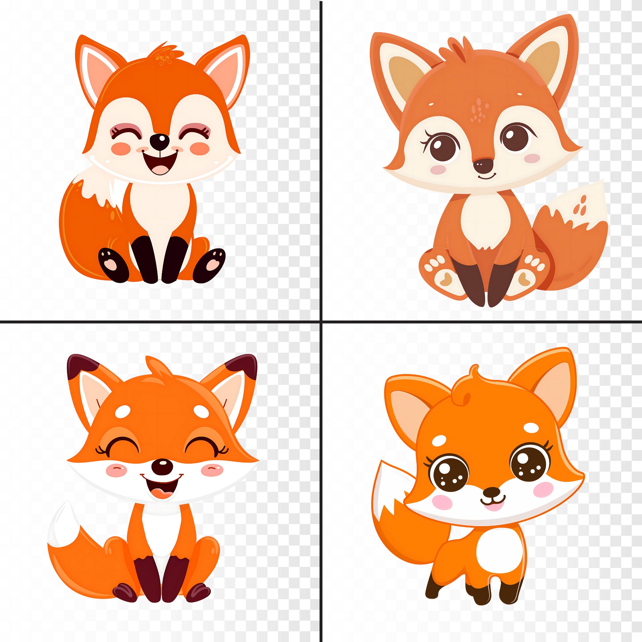 Cute Fox Clipart! 24 Kawaii Foxes Clip Art. Cute Animal Clipart and Fox ...