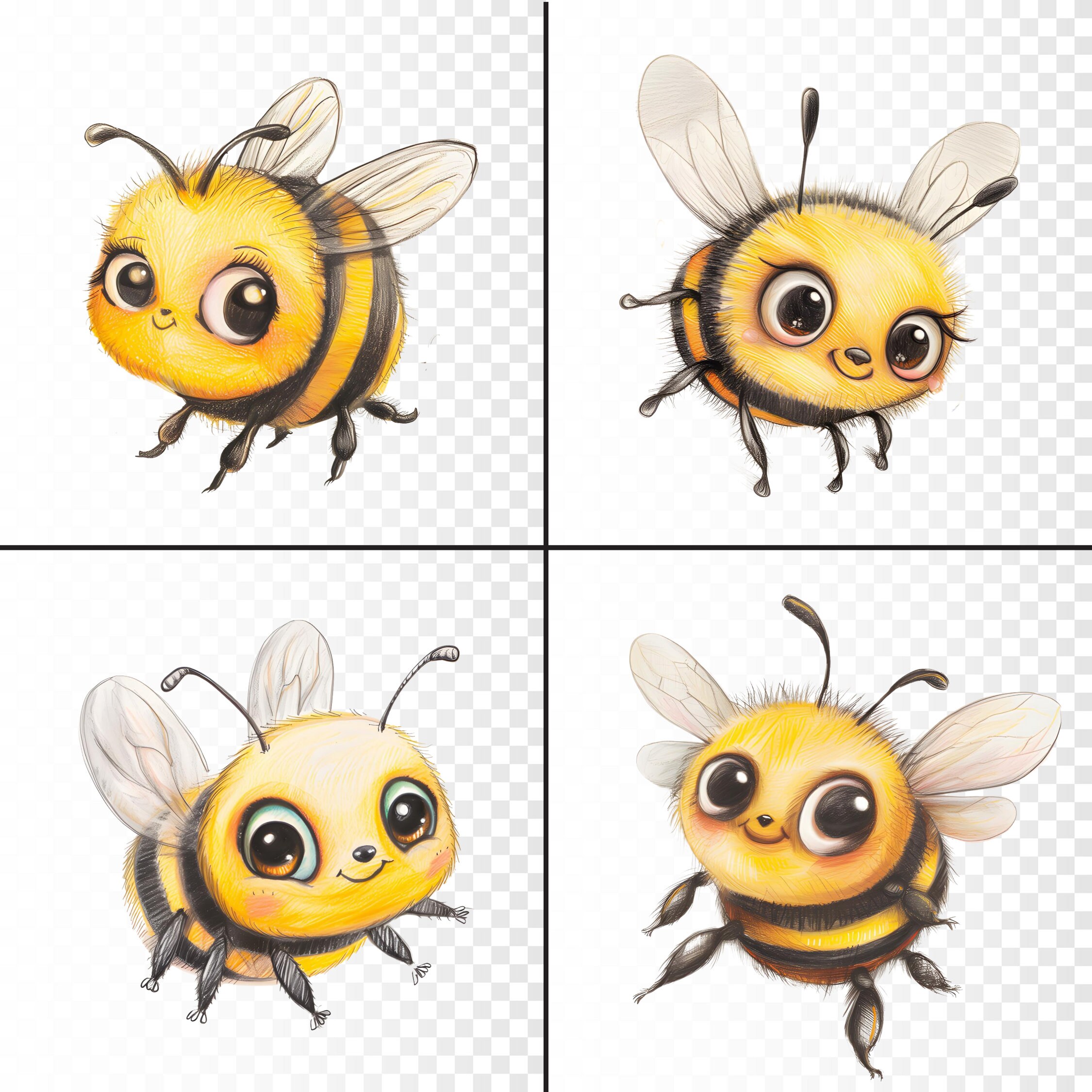 Honeybee Clipart Bundle. 36 PNG Transparent Background Honeybee ...