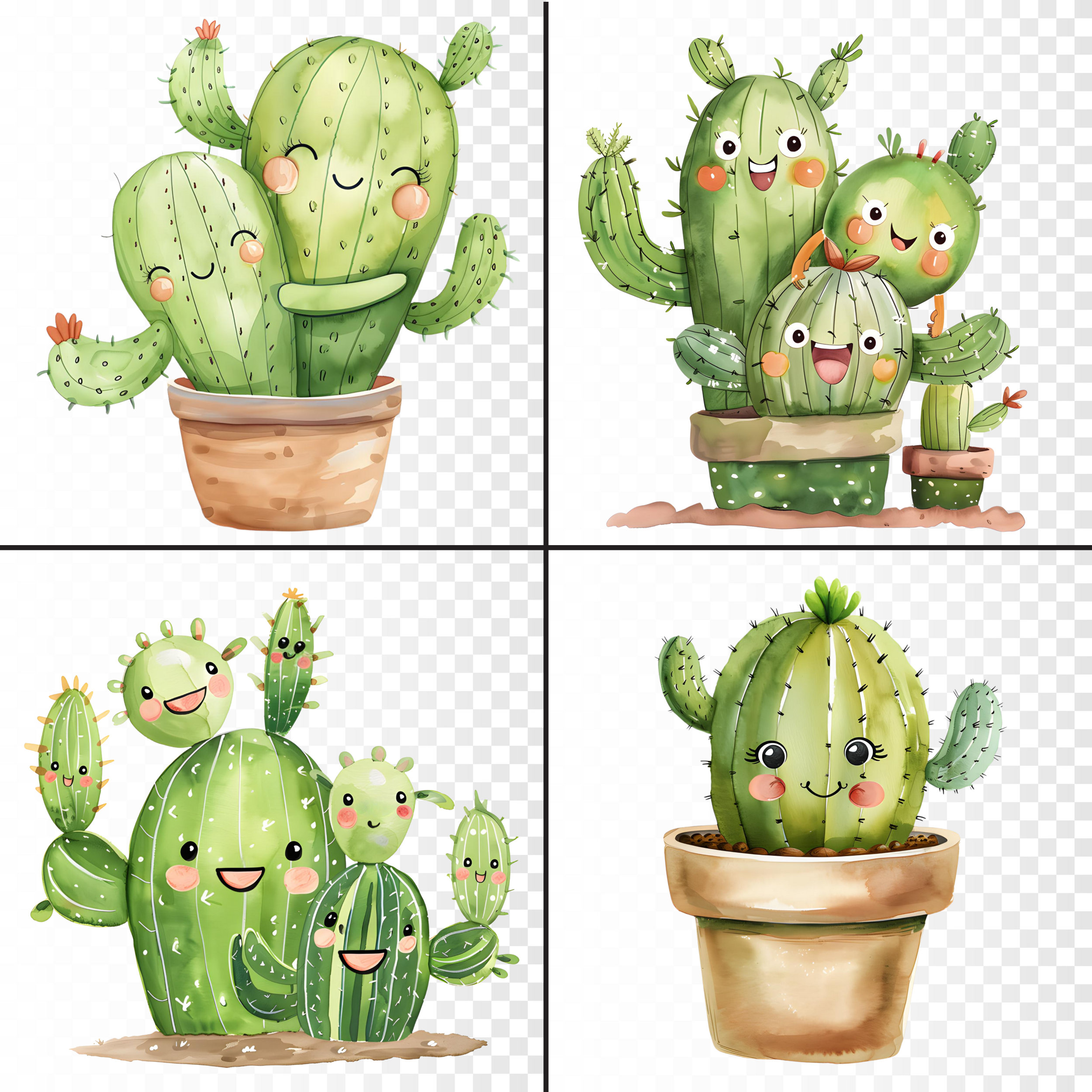 Cactus Clipart. 24 PNG Transparent Background Cute Cactus Clip Art ...