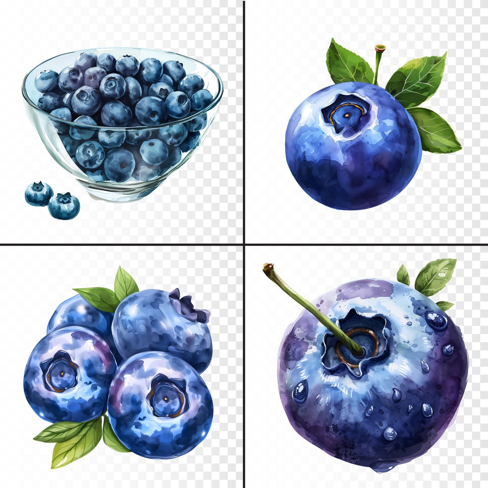 Watercolor Blueberry Clipart! 20 Vector Blueberry Clip Art, Vector ...
