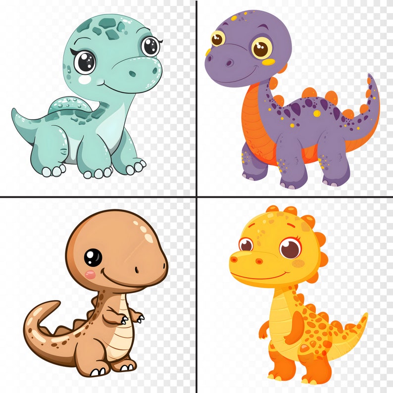 Dinosaur Clipart. 36 Cute Dino Clip Art Graphics. Kawaii Cute Images ...
