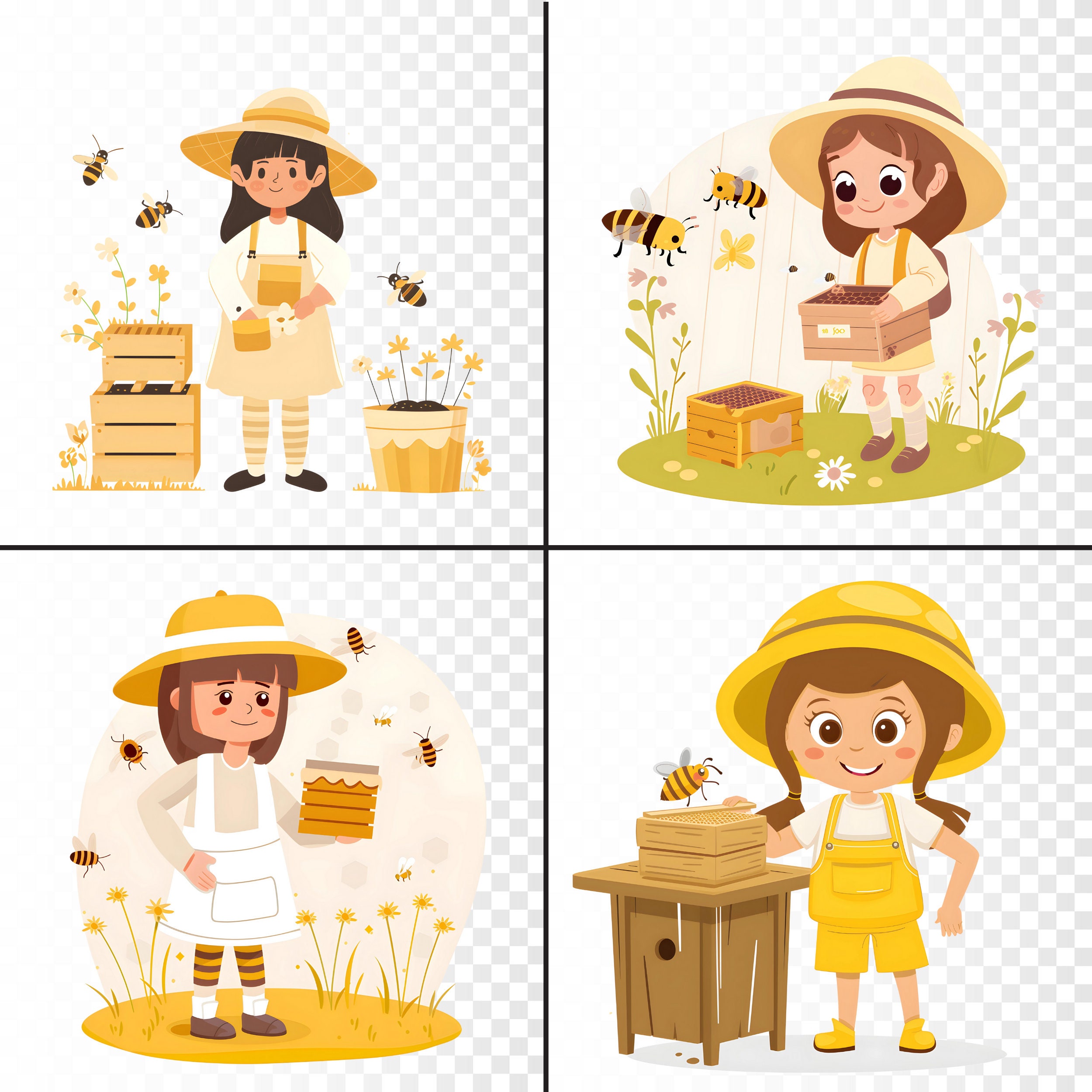 Cute Beekeeper Clipart - Beekeeping Art. Honey Bee Clip Art, Honeycomb Png, Honey Comb Svg ...