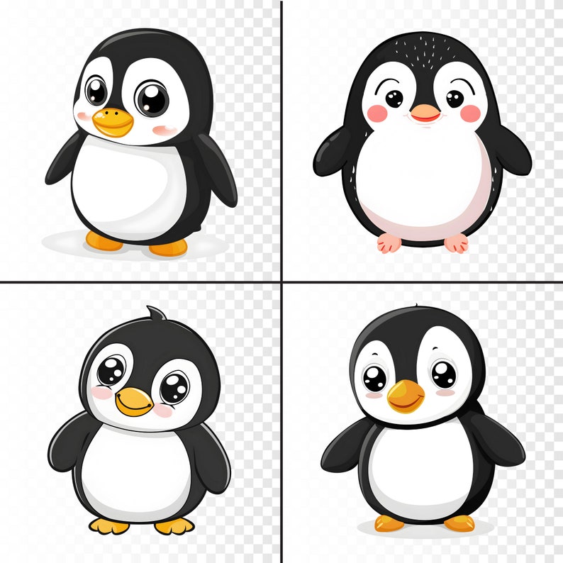 Cute Penguin SVG Clipart! 24 Kawaii Penguin SVG Clip Art Images ...