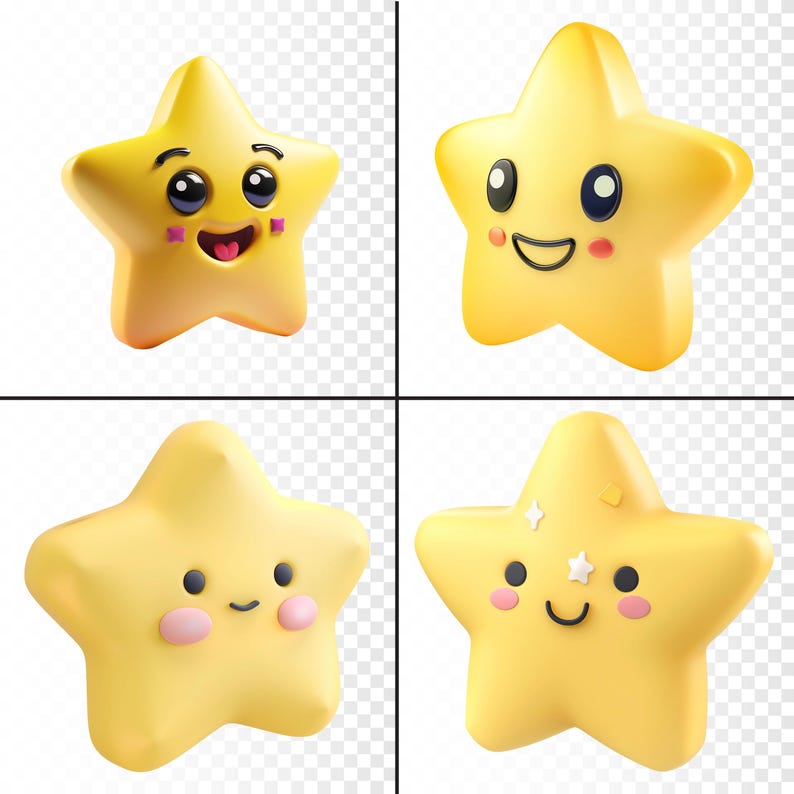 Cute Star Design Clipart! 28 Star Clipart PNG Images. Kawaii 3D ...