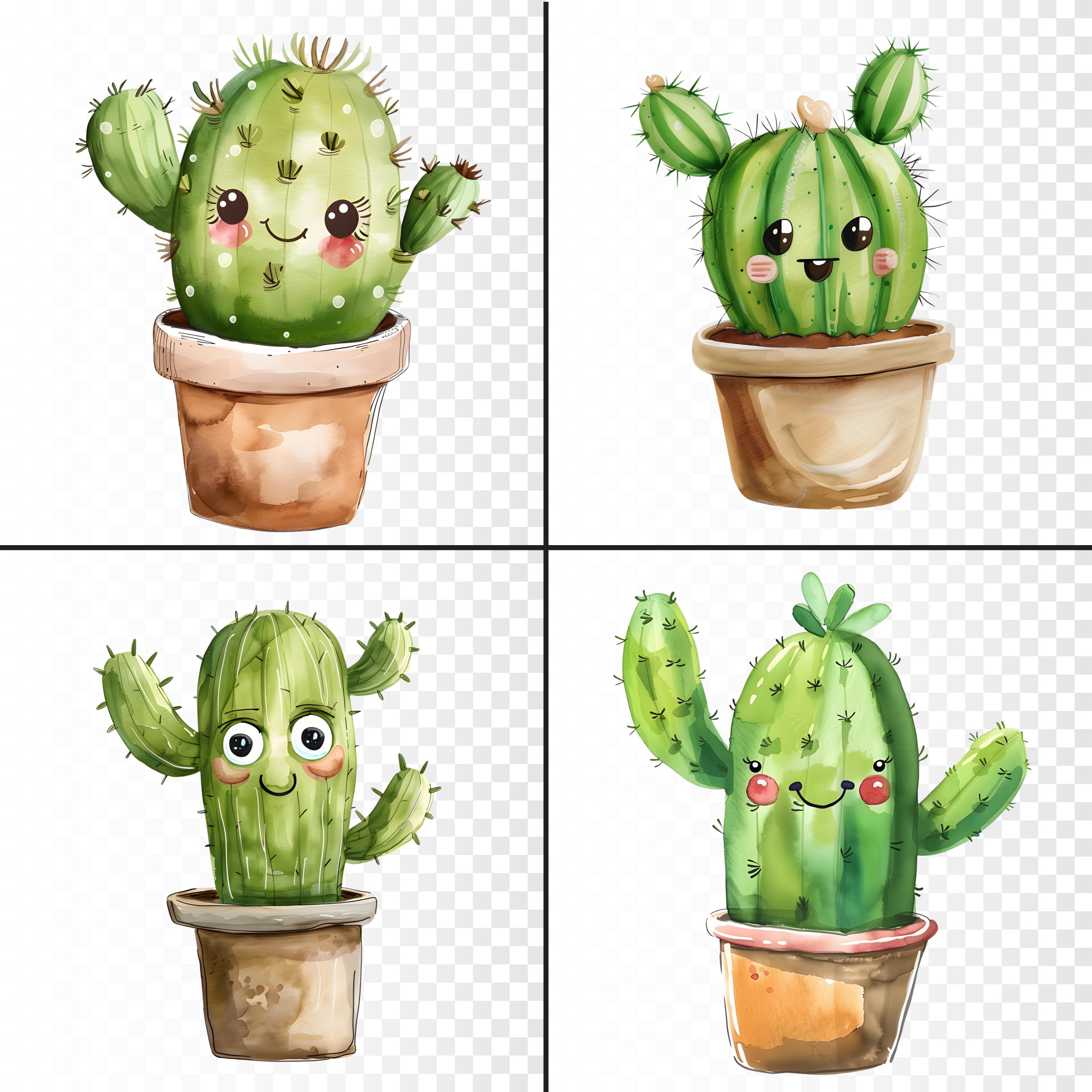 Cactus Clipart. 24 PNG Transparent Background Cute Cactus Clip Art ...
