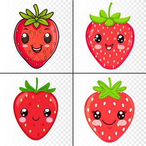 Cute Watercolor Strawberry Clipart! 28 Kawaii Strawberry Clip Art ...