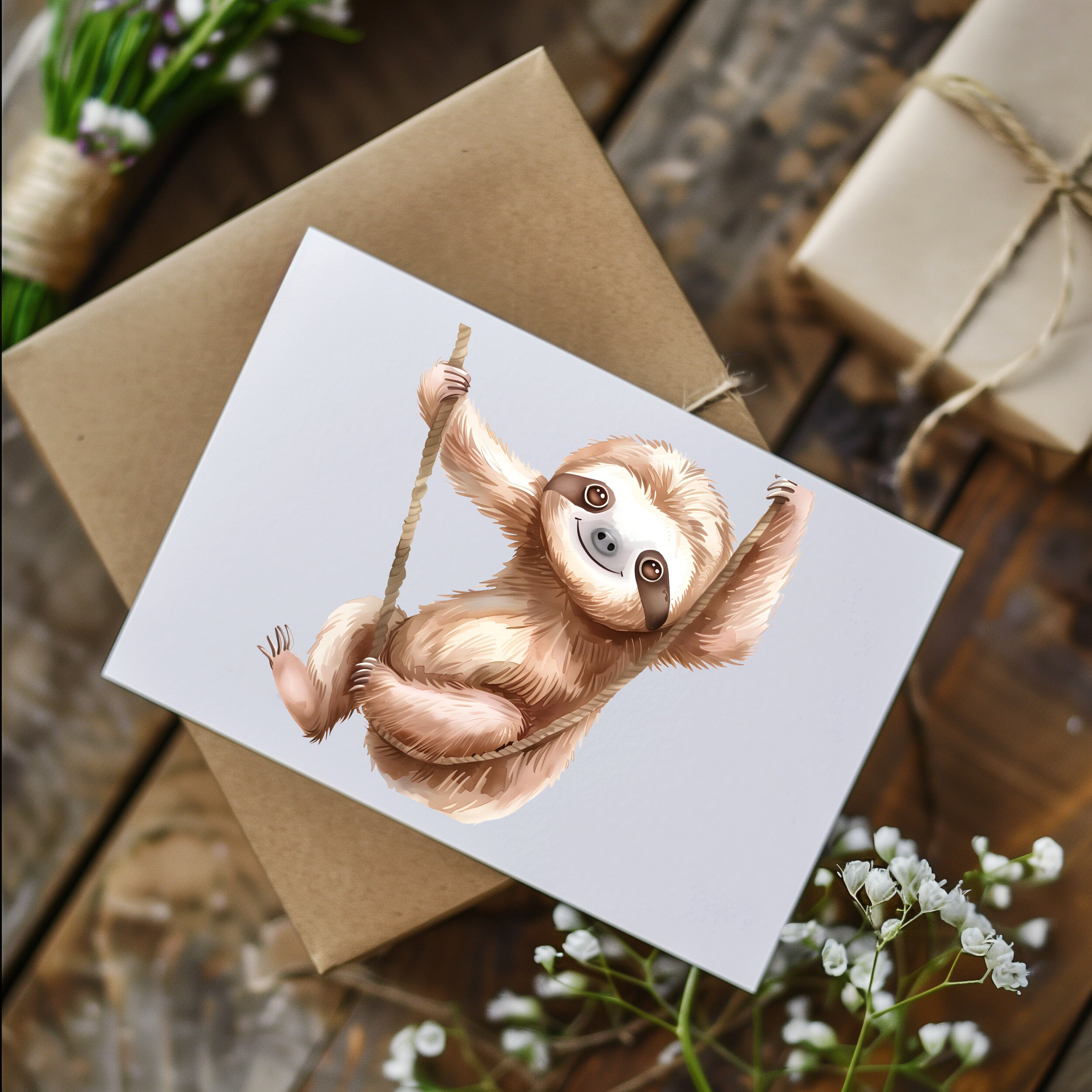 Sloth Clipart 12 PNG Bundle of Cute Sloth Clip Art, Cute Animal Hanging ...